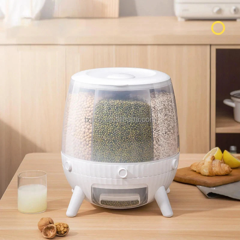 360 Rotating Rice Dispenser Food Dispenser 6 In 1 6-grid Rotatable ...
