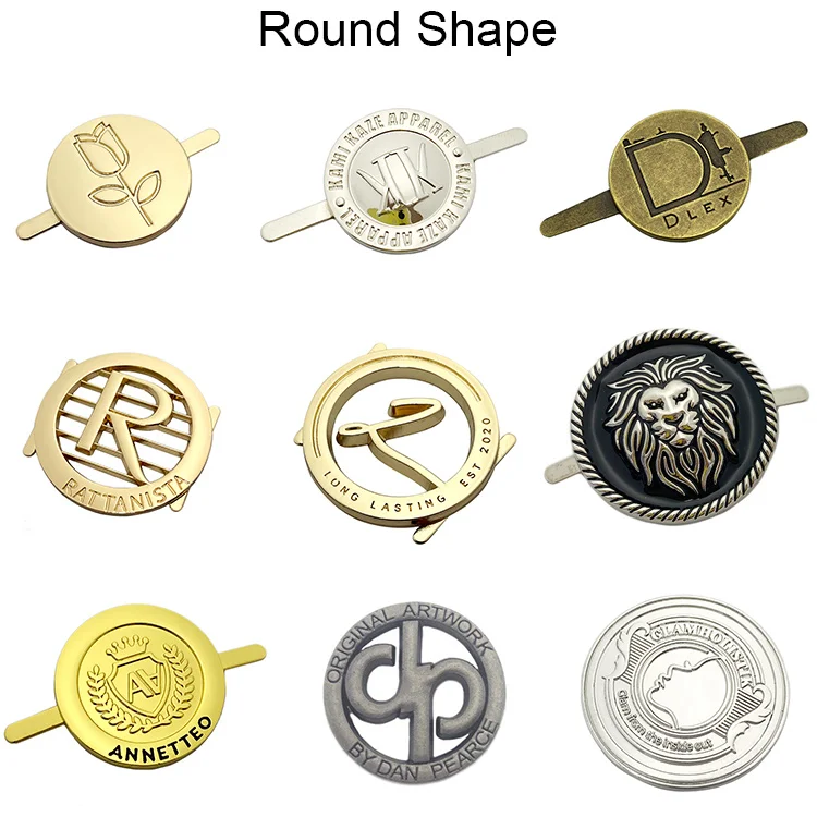 Custom Gold Small Brand Name Letters Engraved Metal Tags