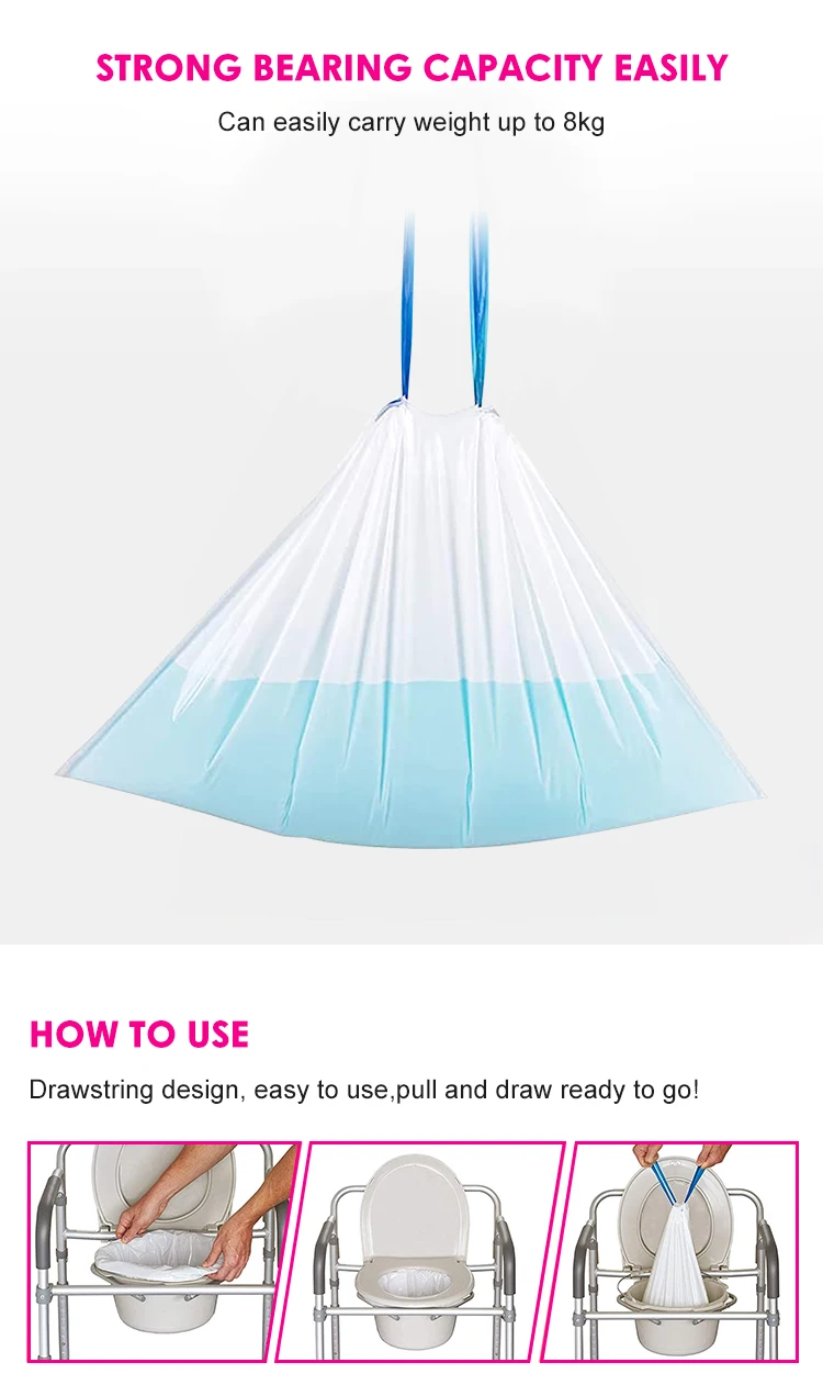 Universal Fit Adult Commode Chair Bucket Toilet Bags Medical Grade ...