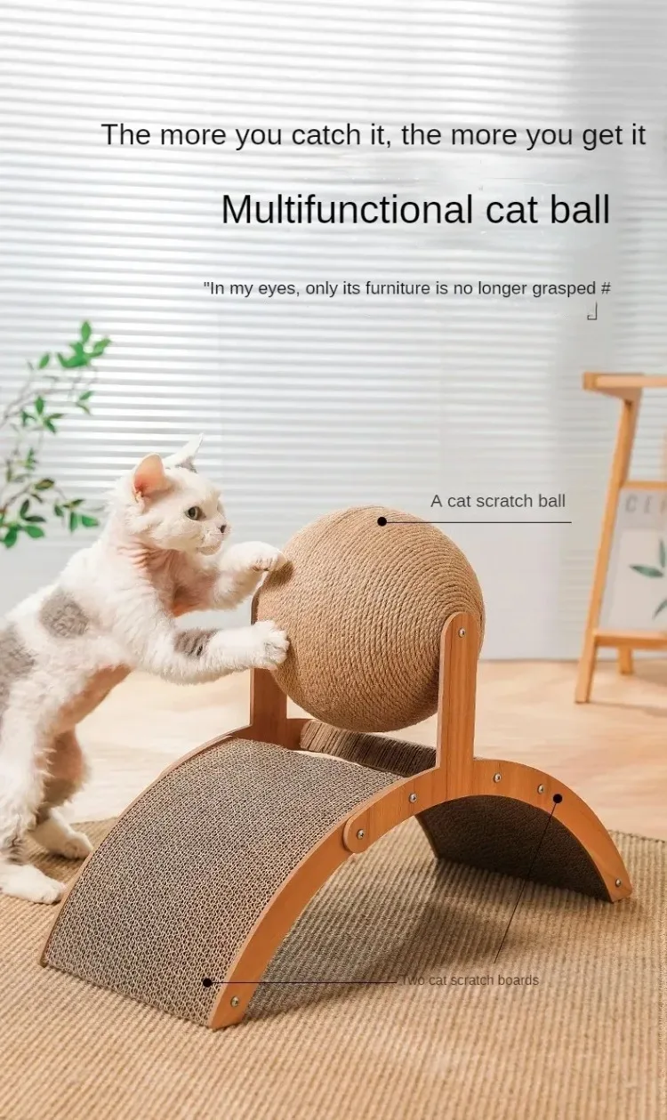 Classic Toy Cat Scratcher Board Sisal Rope Ball Kitten Paws Pet ...