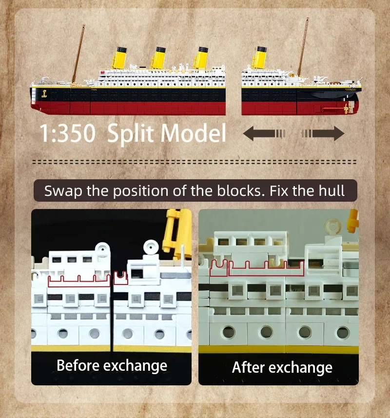 Sluban 2401pcs技术泰坦尼克号船模型m38-b1122电影系列moc复古游轮组装拼图积木 - Buy 积木,收集儿童大脑发育的礼物 ...
