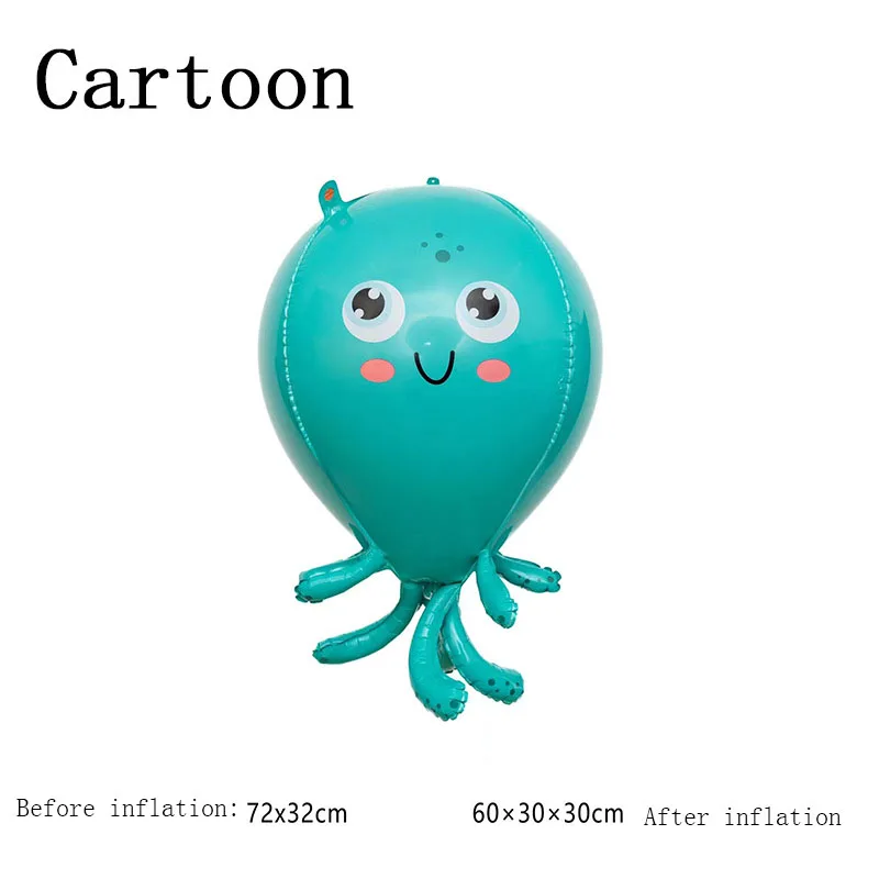 Octopus Balloon Cartoon Floating Air Balloon Foil Birthday Scene Ocean ...