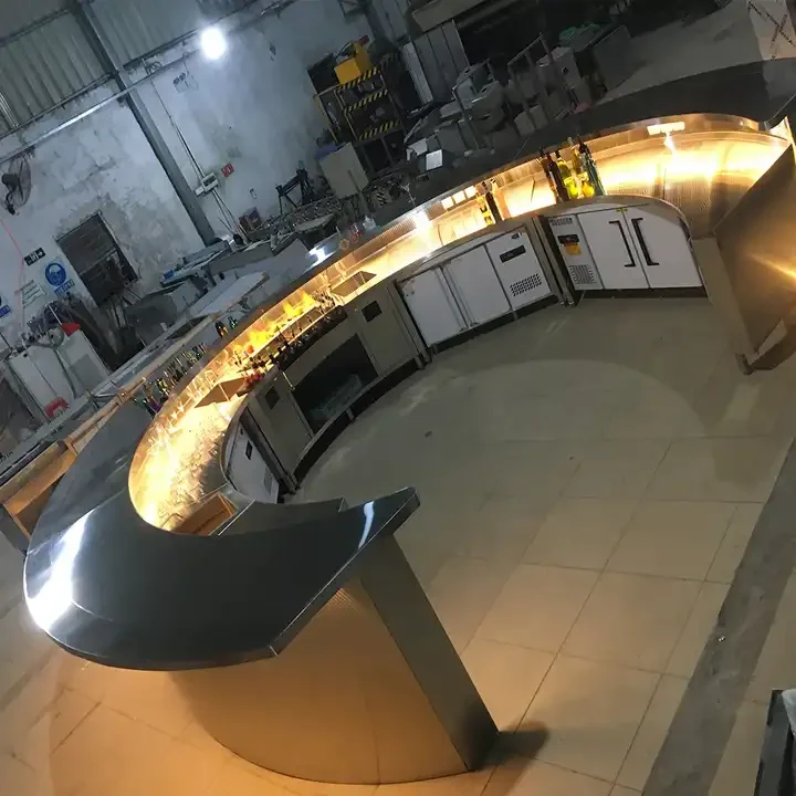 Luxury Commercial Cocktail Bar Station with Refrigerator