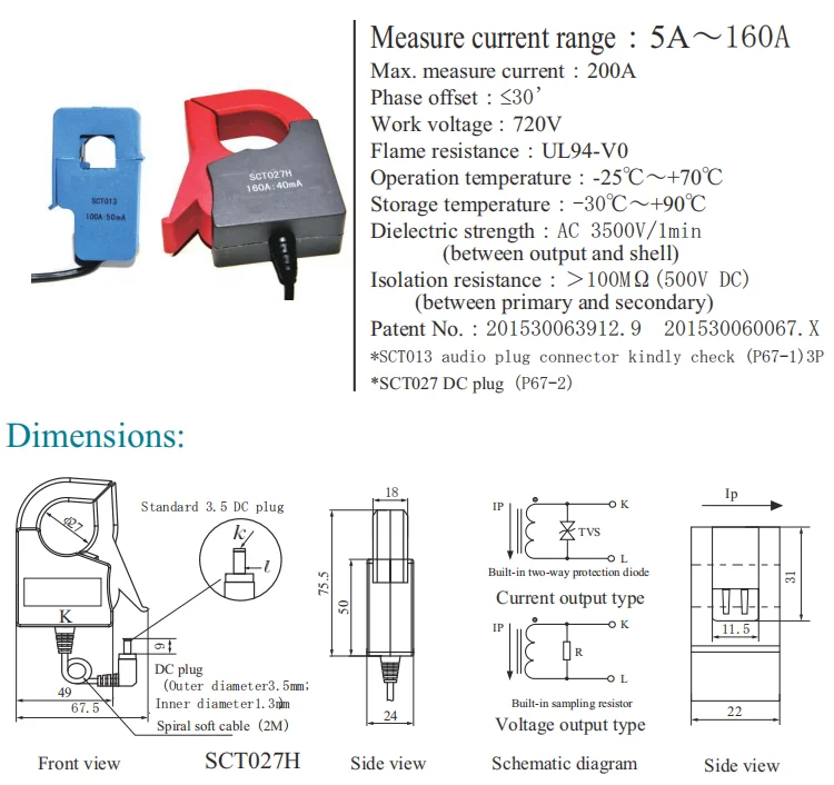 Open Loop Current Transformer CT Split Core Current Sensor 333mA ...