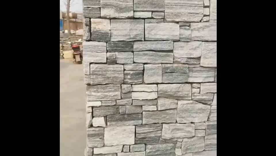 Gray Quartz Stacked Exterior Facade Wall Stone - Buy Facade Stone ...
