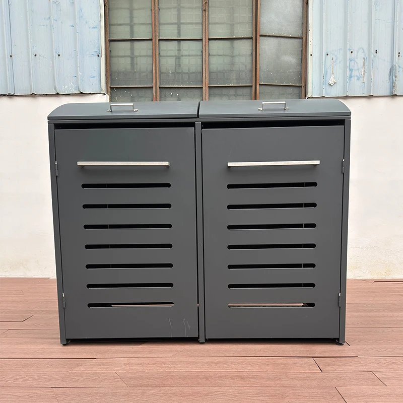 Galvanised Steel Dustbin Box for Home Garden 12L Rectangular WPC Metal ...