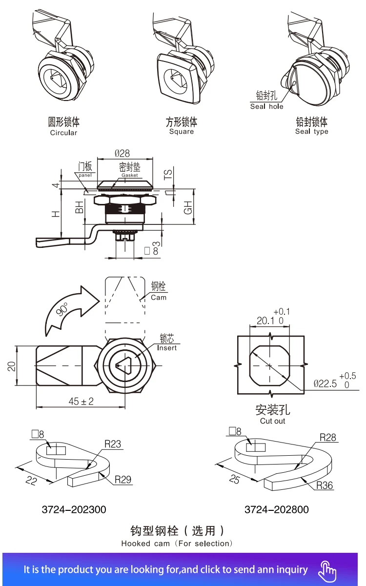Stainless Steel Cam Lock Die-casting Chrome Plating Double Bit Head ...