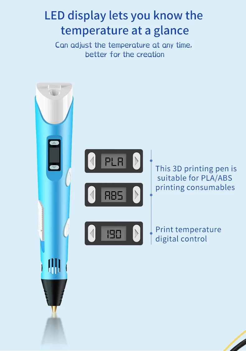 Smart 3d Color Painting Printing Pen Compatible With Lcd Screen Pla ...