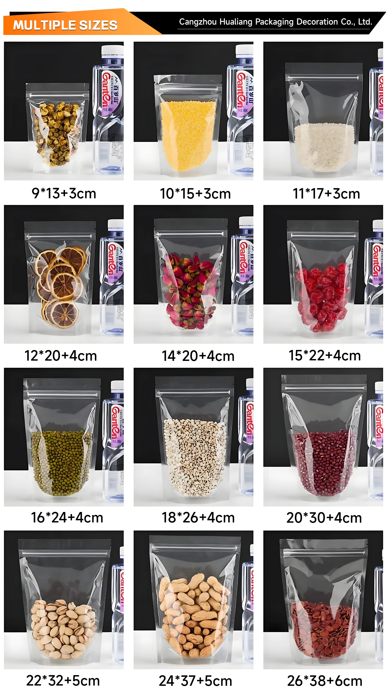 Spice Pouch Transparent Stand up Zip Lock Plastic Bags Food Packaging ...