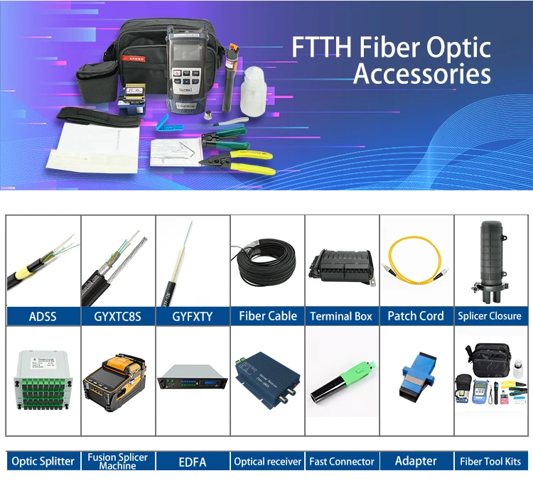 Fiber Optic Ftth Tool Kit With Fc-6s Fiber Cleaver Optical Power Meter ...