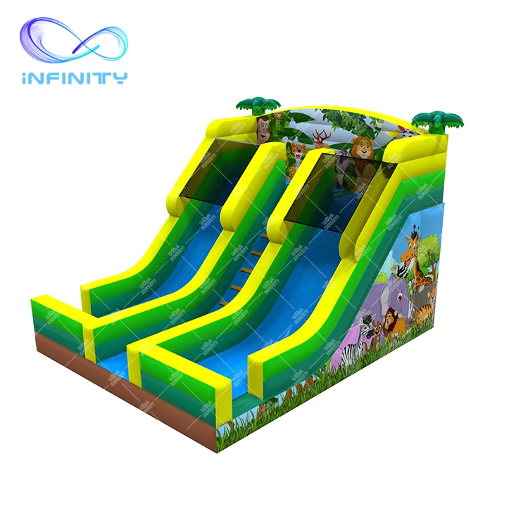 32m Long Green Animal Theme Jungle Outdoor Adults Race Game Inflatable ...