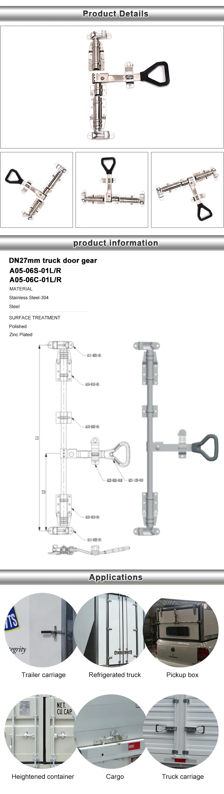 Refrigerated Truck Trailer Box Van Door Lock Gear Set Door Locking Gear ...