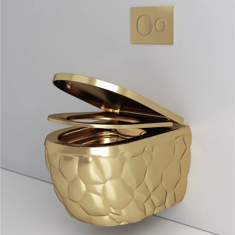 Cheap bathroom golden wall mounted toilet bowl wc commode luxury ...