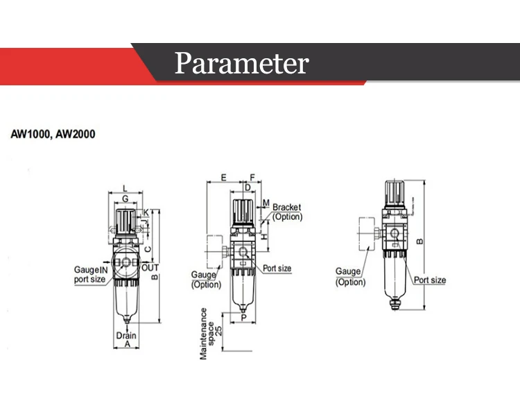 Aw3000-03 Pneumatic Smc Standard Type Aw Series Models Air Filter ...