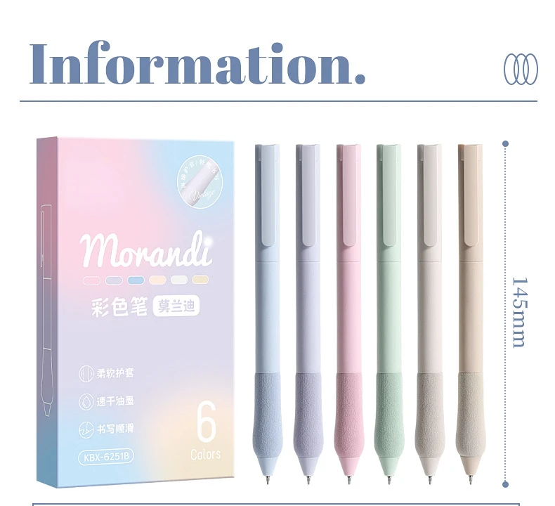 New Morandi Retro Multicolor Gel Pen Set School Student Colored Pens ...