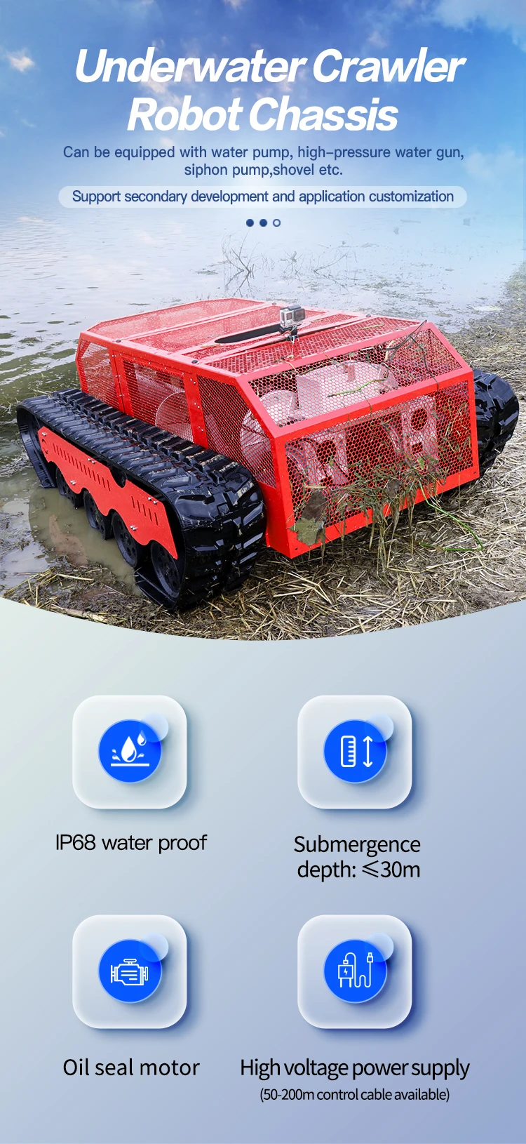 Rc Underwater Robot Chassis Submersible Dredging Ip68 300kg Load ...