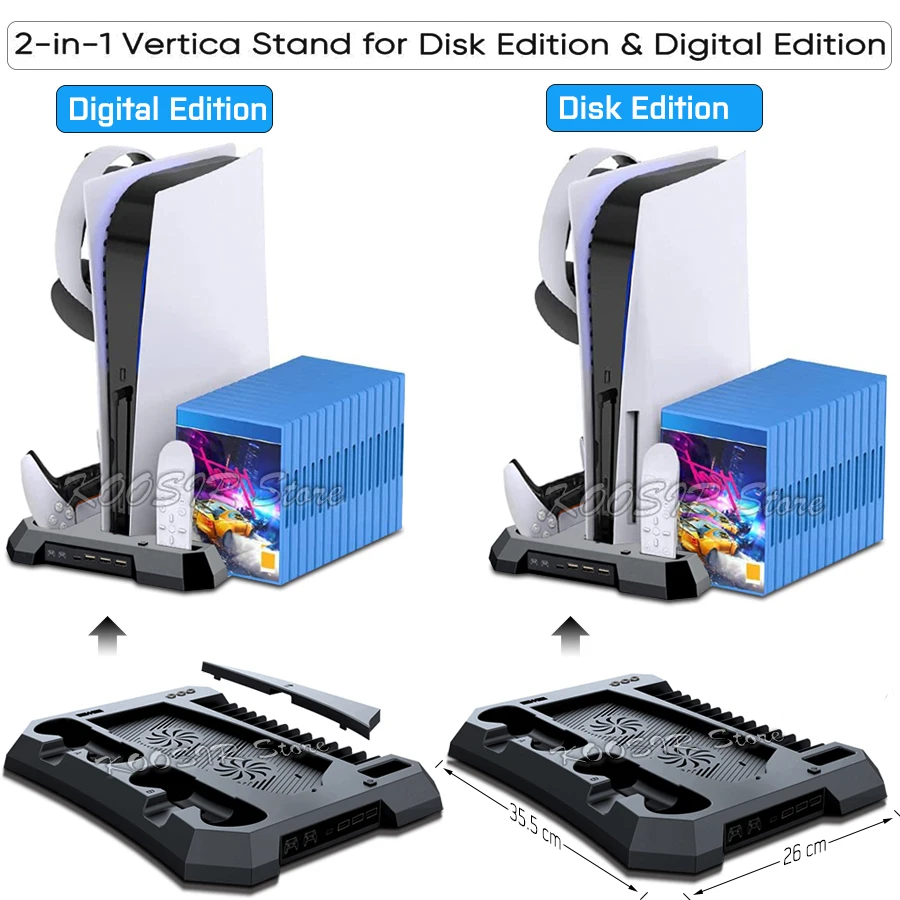 PS5 Disc Digital Game Console Quick Cool Stand with PS 5 Controller ...
