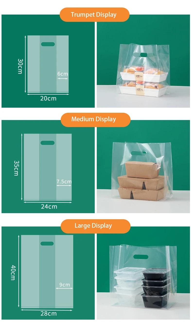 Clear Transparent Merchandise Plastic Bags Logo With Die Cut Handles ...