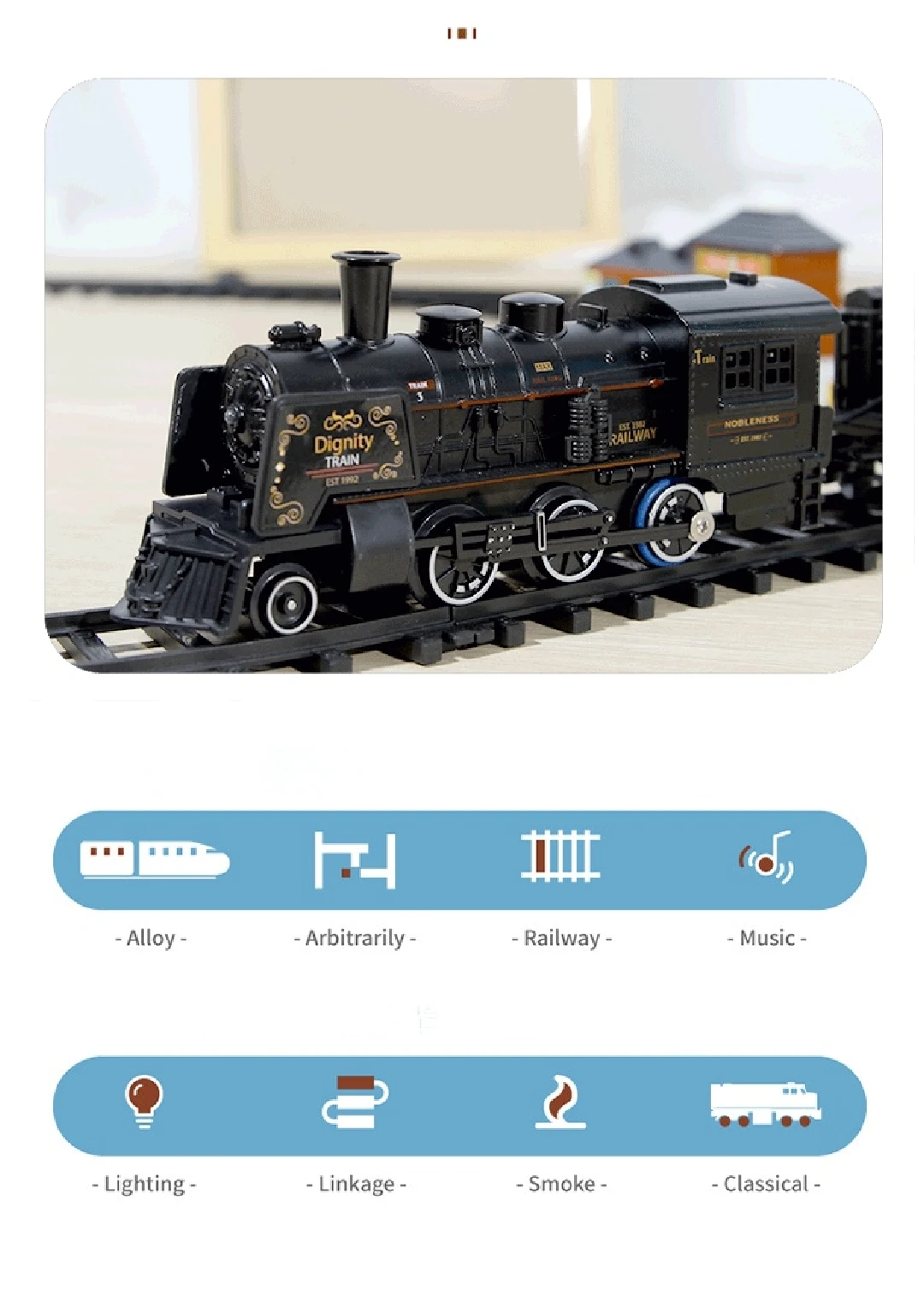 Premium Kids Stimulation Alloy Track Train Toy Set Electric Steam Train ...