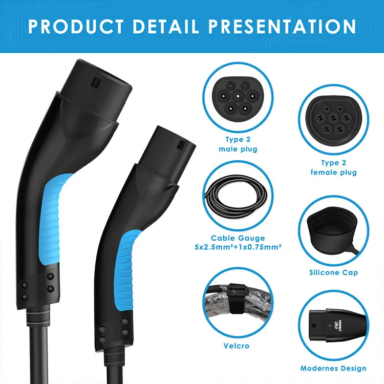 32a 22kw Type 2 To Type 2 Connector 3phase Iec 62196-2 Mode 3 Phase ...