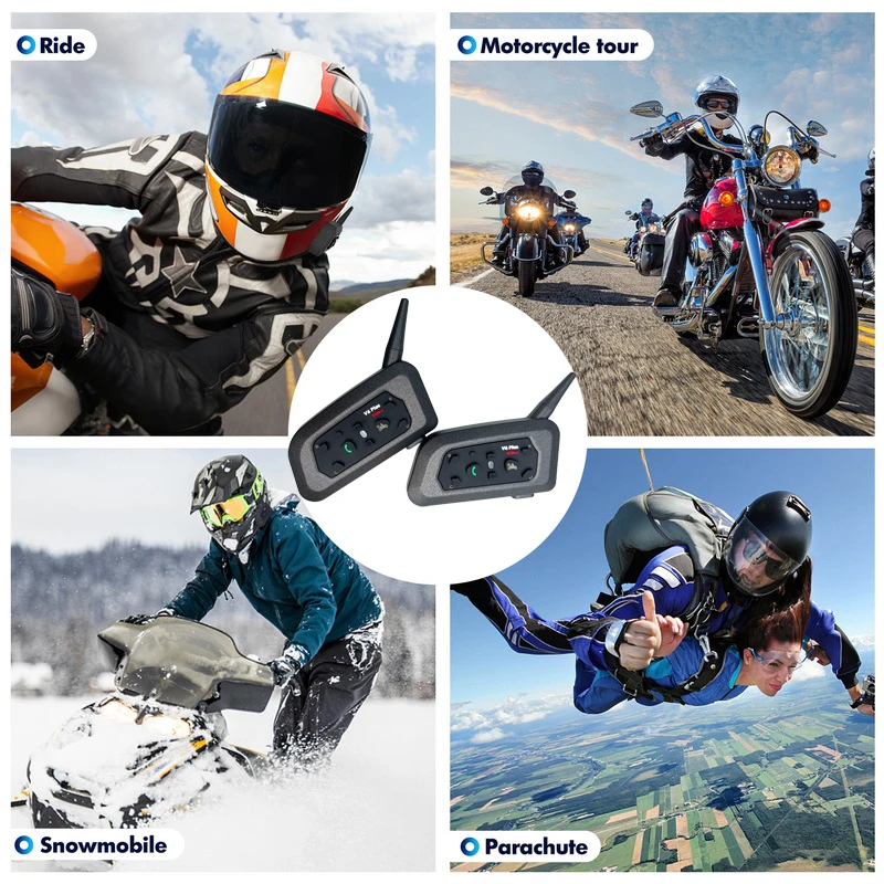 V6 Plus 1200m Motorcycle Bluetooth Helmet Headset Intercom For ...