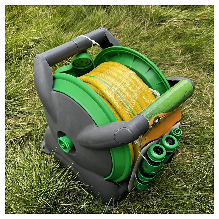 15M Hose Pipe with Fittings on Garden Mini Hose Reel Set