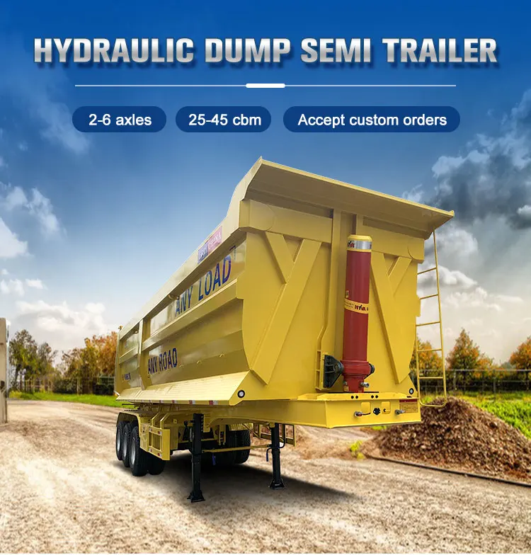 Hydraulic Rear Dump Trailer 3 Axles 40 Cubic Meter Tipper Dumper Semi ...