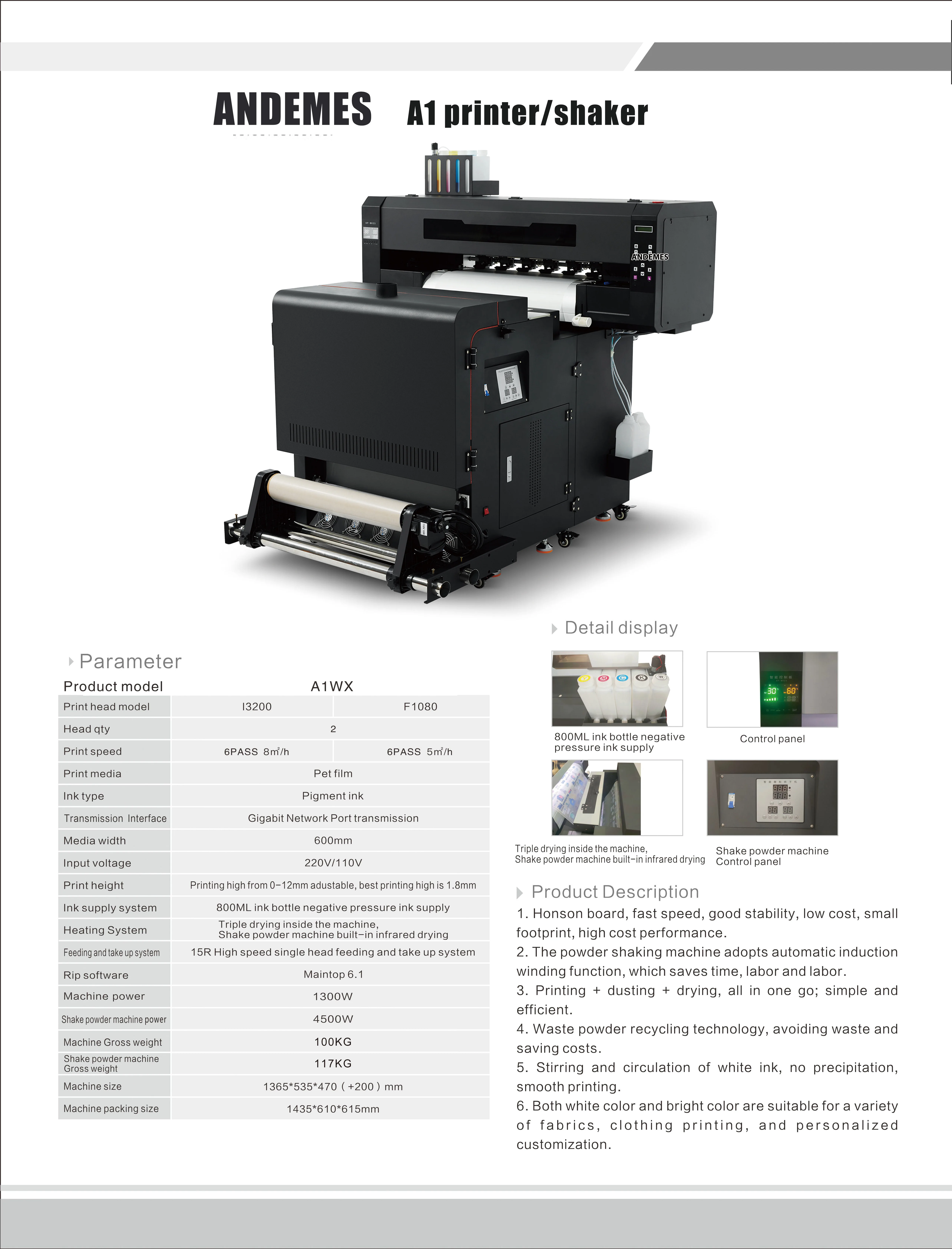 High Speed Dtf Air Purifier A1 60cm 24inch Dual Head I3200 Dtf Printer Set Printing Machine With ...