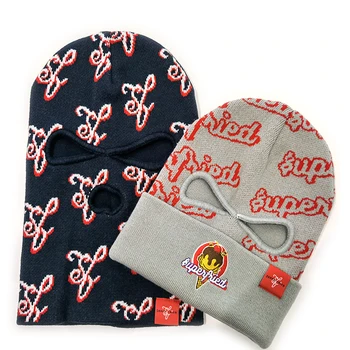 Y2k Design Fold Up All Over Print Jacquard Knit Embroidered Ski Mask ...