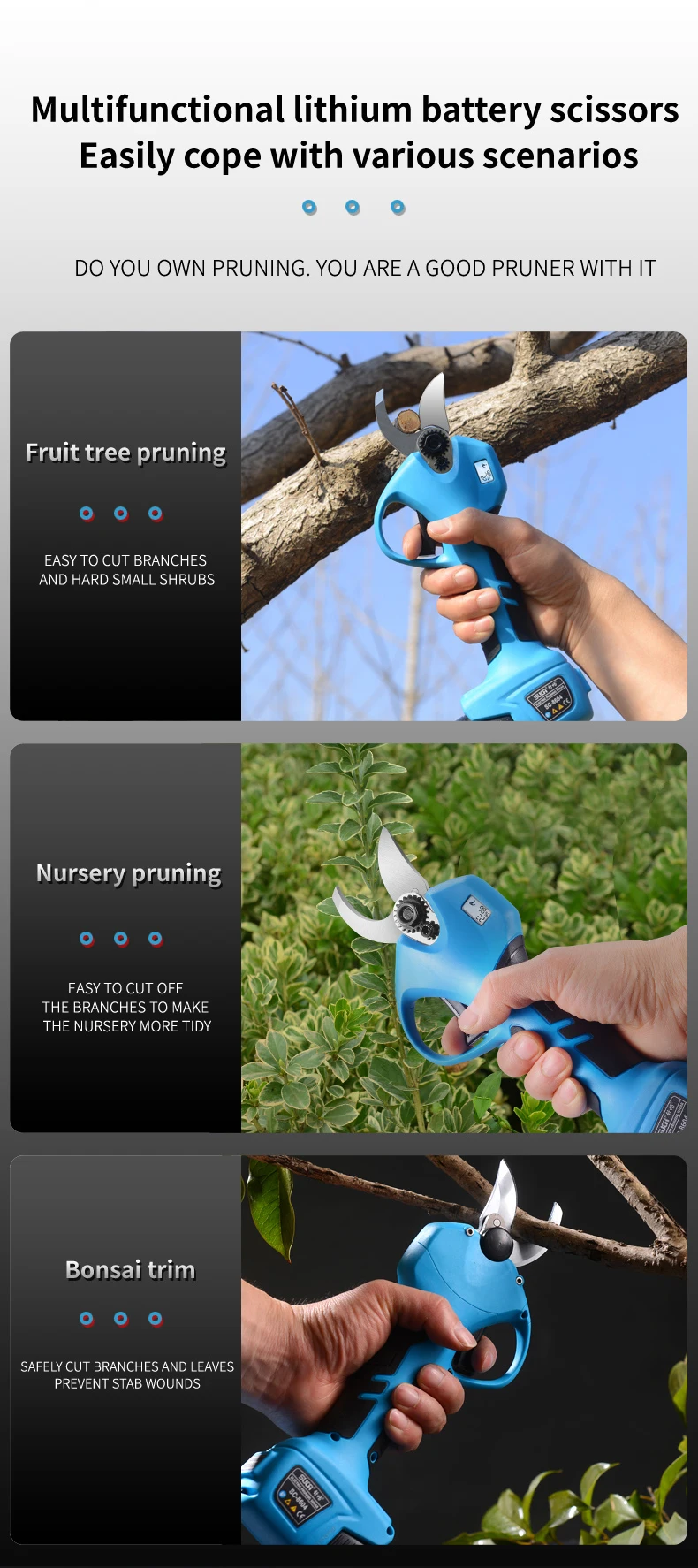 Suca Electric Pruner Shear 16.8v Lithium Battery Secateurs Scissors ...