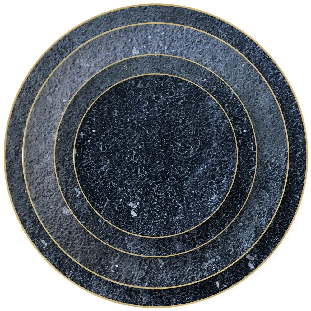 Black Wedding Charger Plates With Gold Rim Mable Ceramic Plate Set High ...