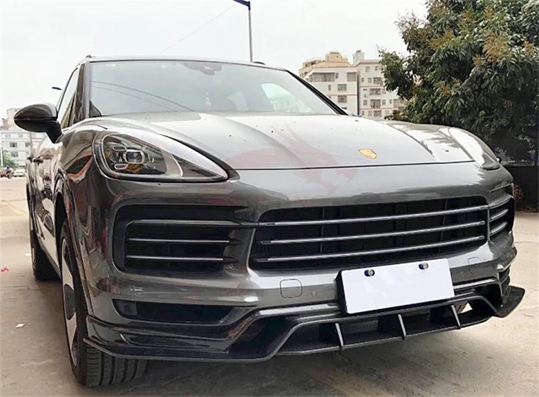 Porsche Cayenne 9Y0 Front Bumper Lip - High-Gloss Carbon Fiber