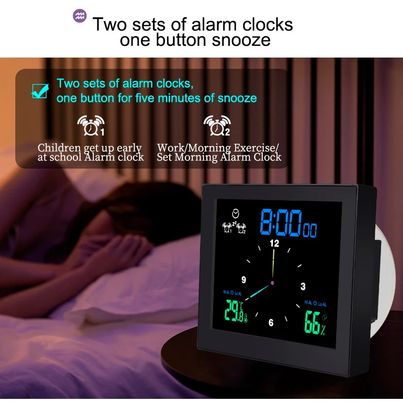 Thermometer Hygrometer Ip65 Waterproof Wall Clock Dual Alarms Timer ...
