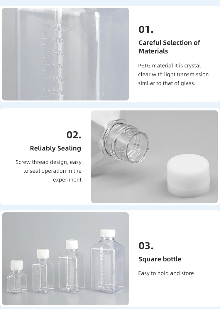 Lab Disposable Tissue Culture Pet Bottle 500ml Wide Mouth Pet Culture ...