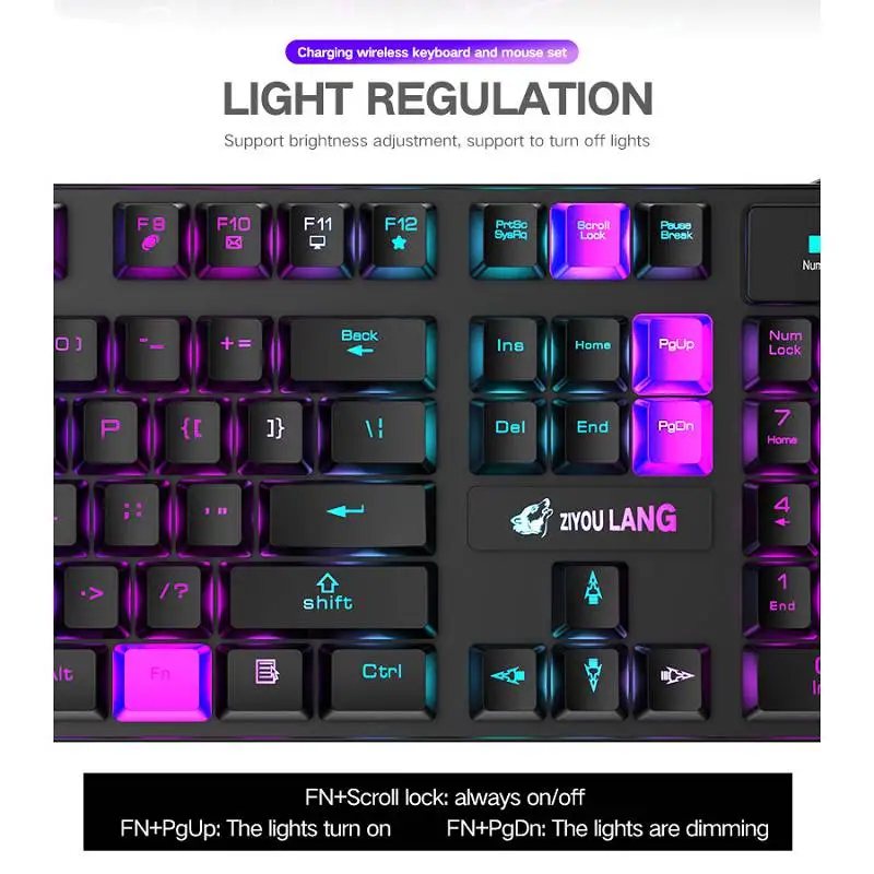 ZIYOU LANG T3 Wireless Charging Keyboard and Mouse Set