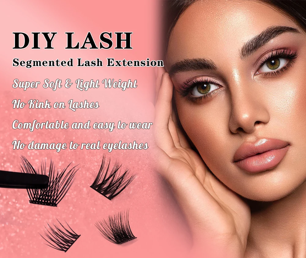 Private Label Individual Faux Mink Lash Segment Natural Diy Eyelash ...