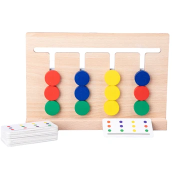 Montessori Wooden Learning Toys Slide Puzzle Color & Shape Matching ...