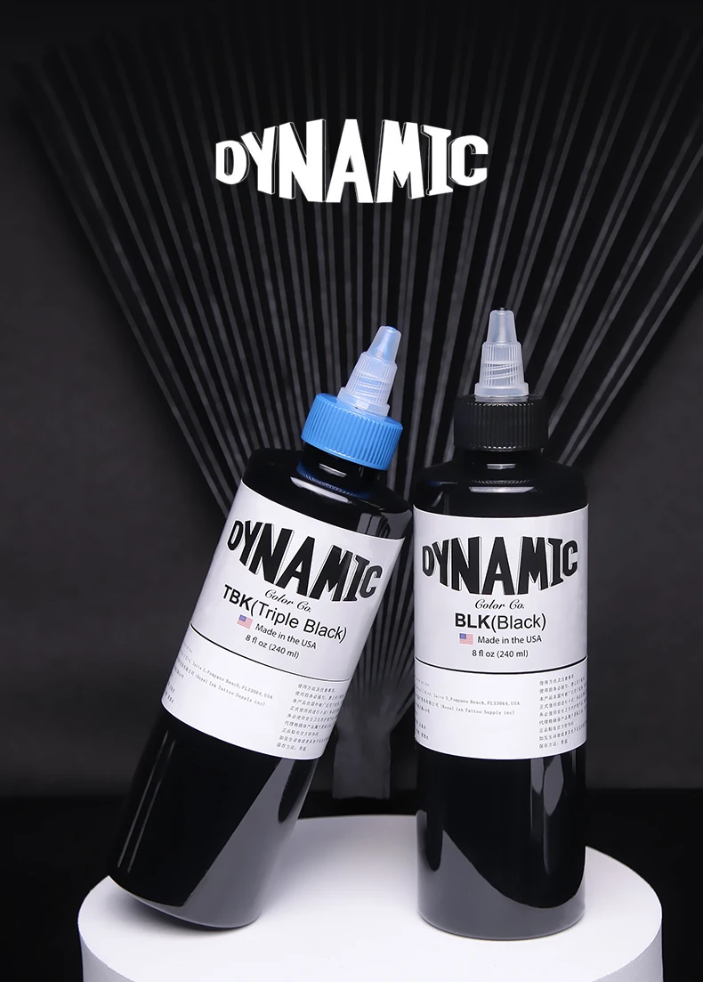 Dynamic TBK 8 Oz Triple Black Tattoo Ink - Original Quality