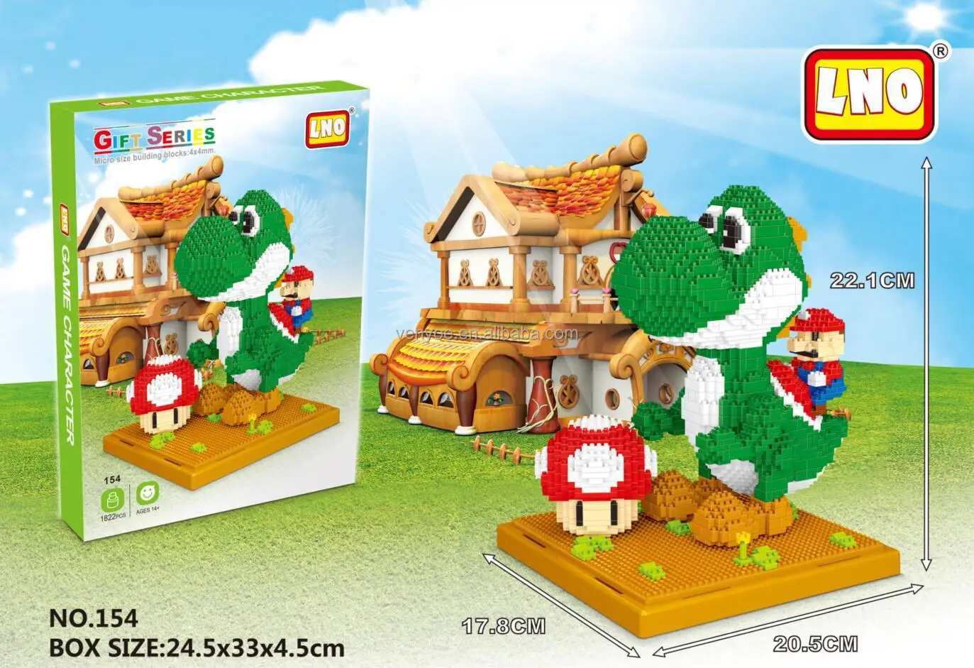 Hot Sell Plastic 3D Model Princess Peach Super Bros Yoshi Bowser Micro ...