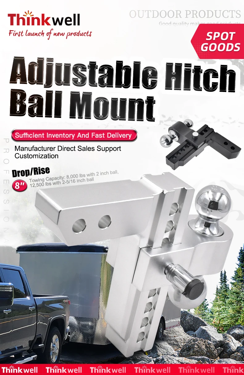 6 Inch Drop Aluminum Adjustable Trailer Hitch Tow Ball Mount - Buy ...