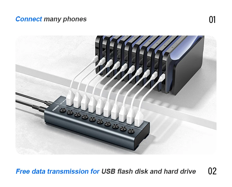 FIDECO Custom Powered USB Hub 3.0 - Multiple Ports & Switch