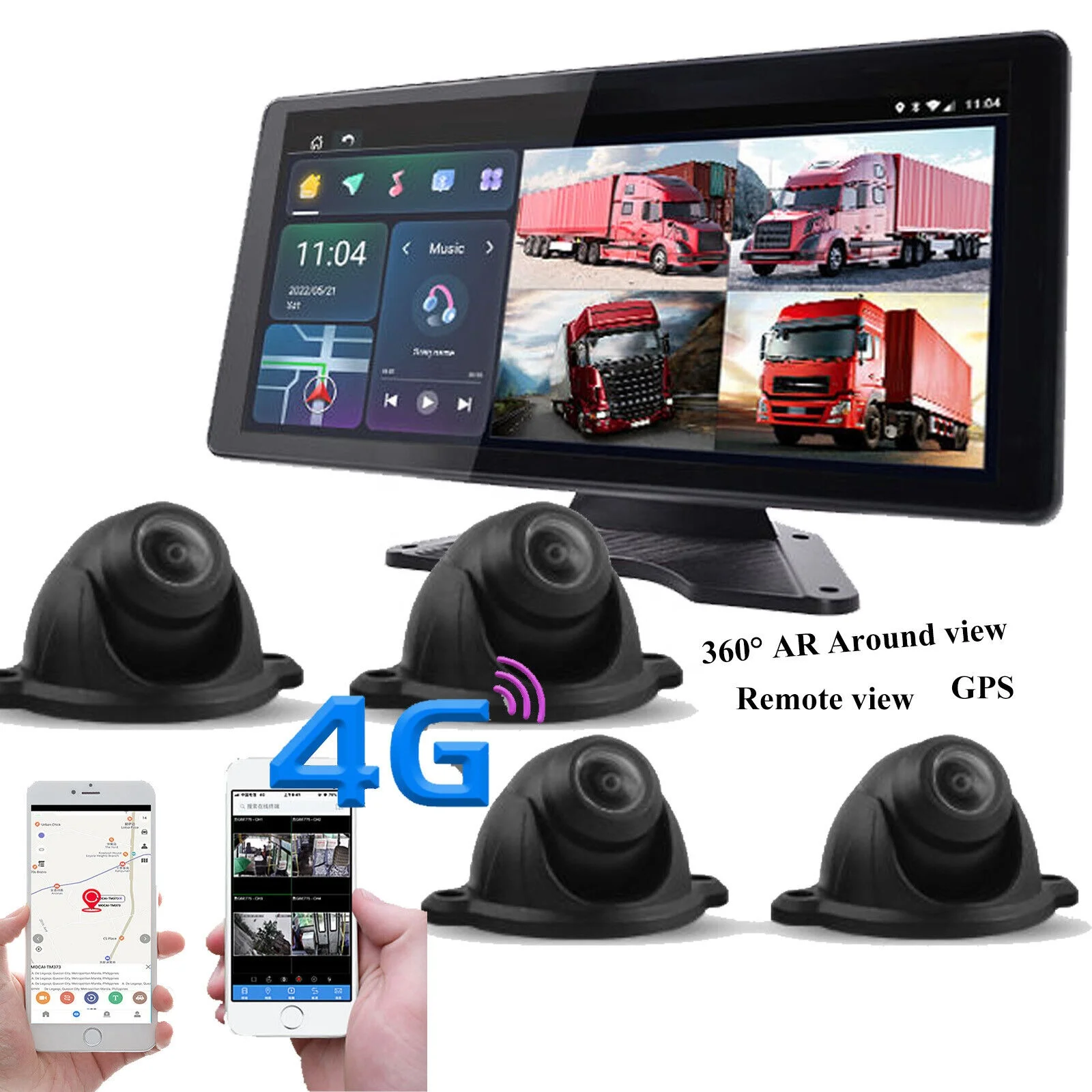 iPoster 10.36in quad split IPS Monitor loop recording 360 degree ...