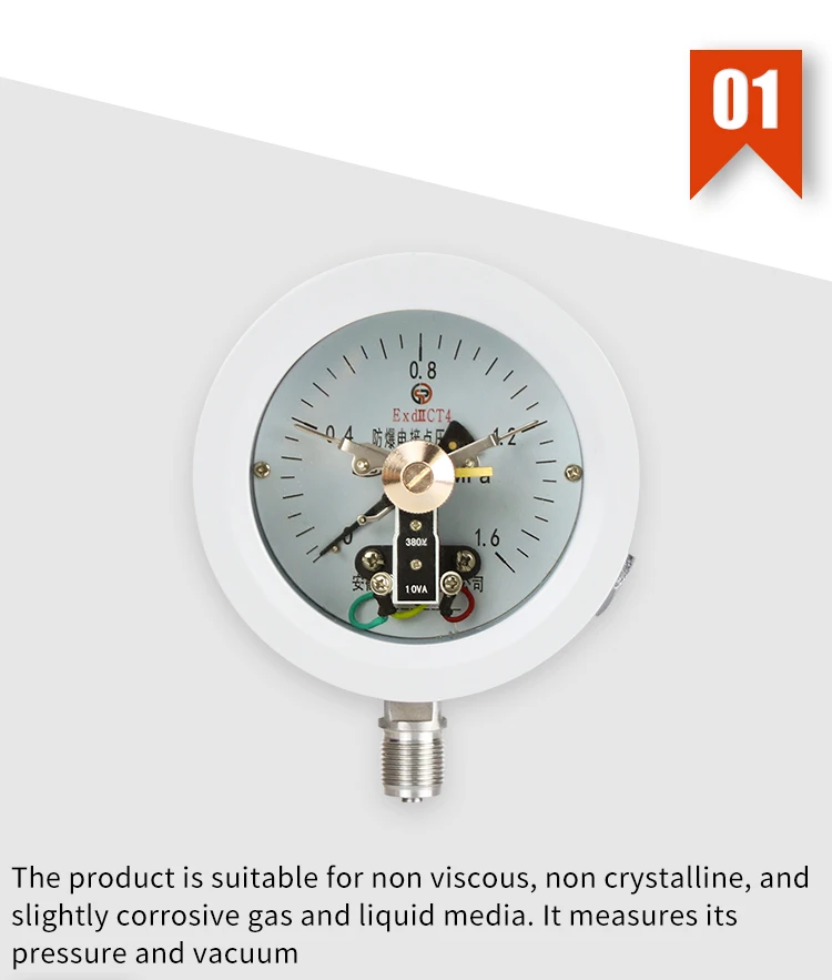Magnetically Assisted Yx-100/150 Hydraulic Gas Explosion-proof Electric Contact Pressure Gauge ...