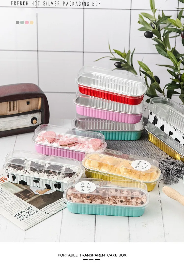 Mousse Cake Packaging Box - Rectangular Aluminum Foil