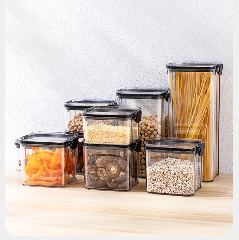 Kitchen Food Storage Box Container Set Organizer Square Vacuum Lid ...
