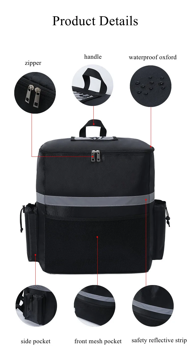 Wholesale Big Capacity Food Delivery Bag Portable Insulated Delivery ...