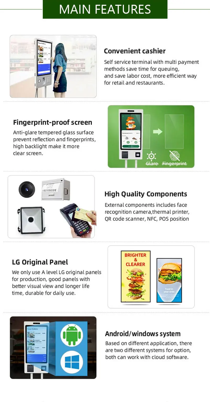HONGNUO 24'' Windows OS Restaurant Interactive Touch Screen Self ...