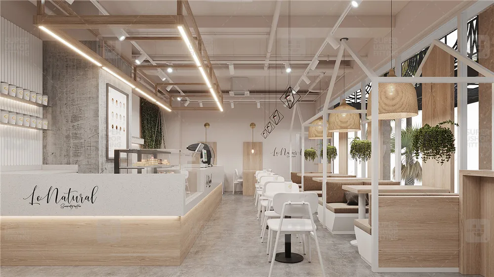 Custom Bubble Tea Cafe Shop Decoration Wooden Milk Tea Shop Display ...