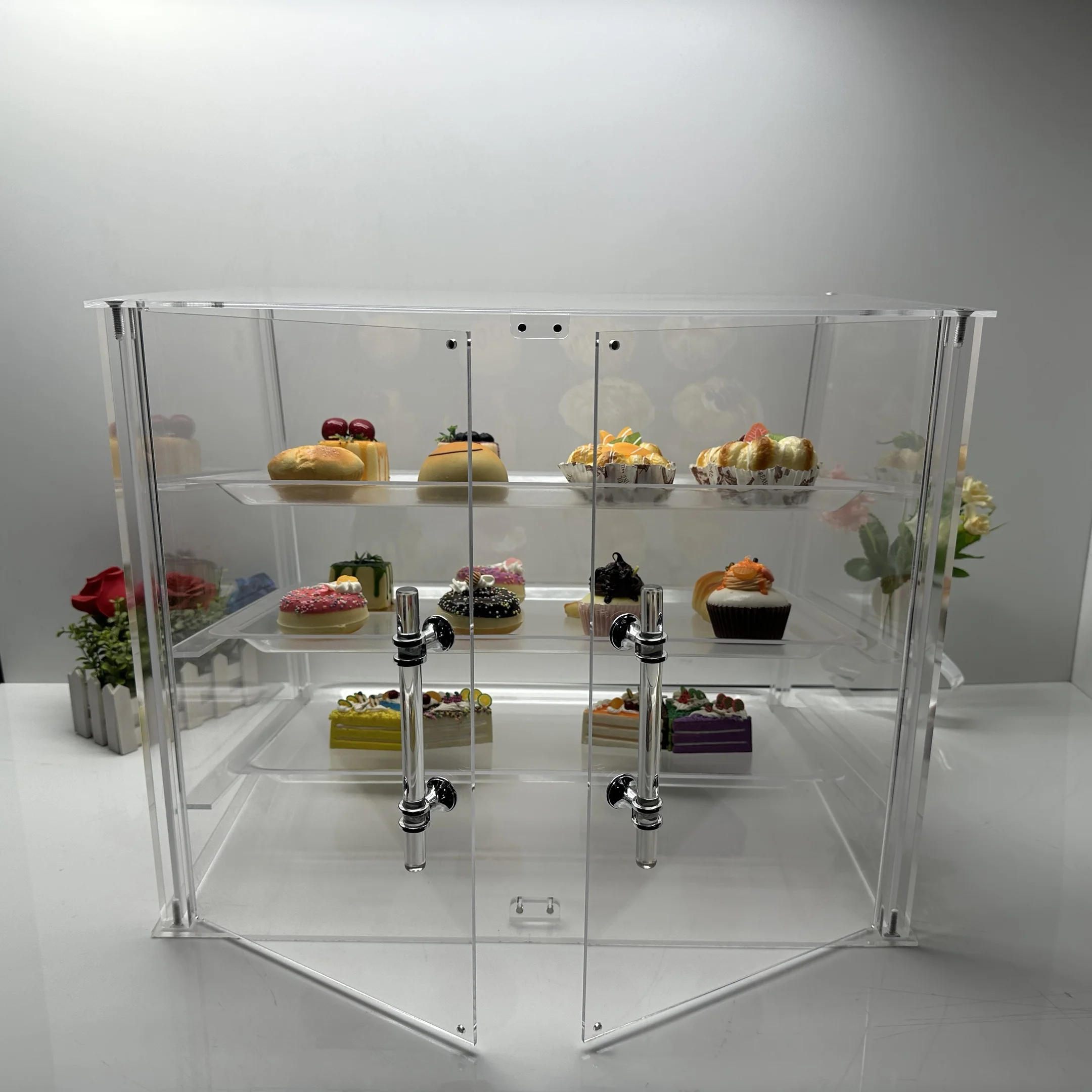 Countertop 3 Tray Acrylic Display Case Clear Acrylic Pastry Display ...