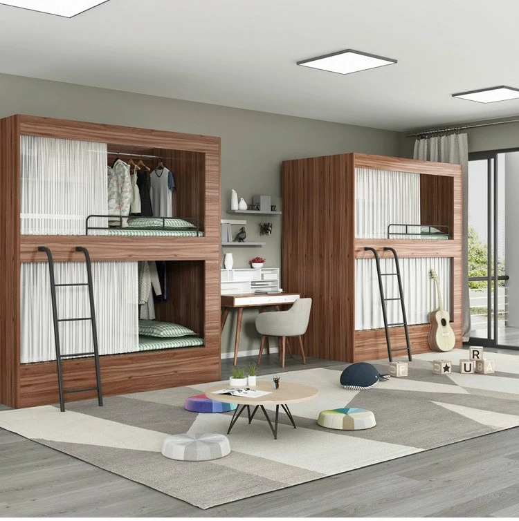 Modern Iron Capsule Bunk Bed Double Decker Space Bunk Bed With Curtain ...